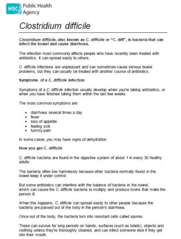 C. difficile factsheet | HSC Public Health Agency